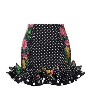 Charo Ruiz Ibiza Alameda Shirred Ruffled Floral-print Polka-dot Cotton-blend Mini Skirt - No