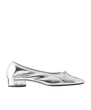 AeydĒ Bow-detailed Crinkled Metallic Leather Pumps - No