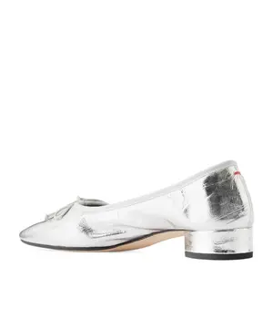 AeydĒ Bow-detailed Crinkled Metallic Leather Pumps