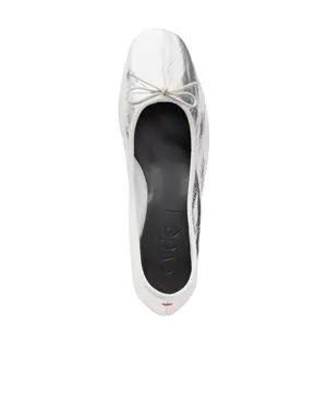 AeydĒ Bow-detailed Crinkled Metallic Leather Pumps