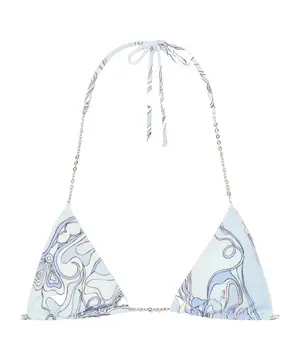 Emilio Pucci Printed Triangle Bikini Top - Blue