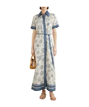 ALEMAIS Lucky Belted Maxi Shirt Dress