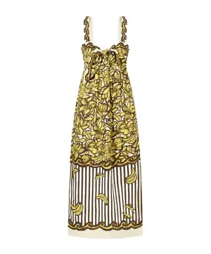 ALEMAIS Printed Hemp Midi Dress - No