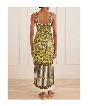 ALEMAIS Printed Hemp Midi Dress