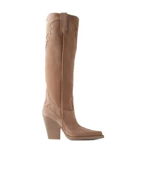 Paris Texas Solid Color Suede Knee-high Boots - Brown