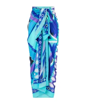 Emilio Pucci Printed Cotton-voile Pareo - Blue