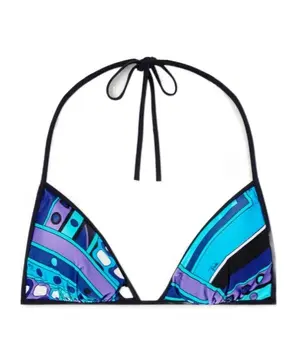 Emilio Pucci Printed Triangle Bikini Top - Blue