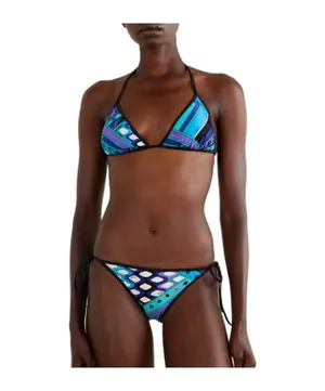 Emilio Pucci Printed Triangle Bikini Top - Blue