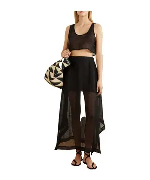 Le Kasha Cropped Linen Top