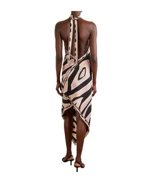 Emilio Pucci Asymmetric Printed Silk-twill Halterneck Dress