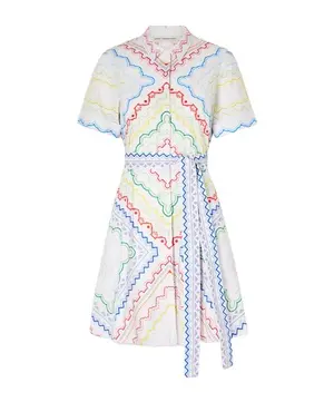 MARY KATRANTZOU Mary Katrantzou Belted Printed Cotton-Blend Midi Dress