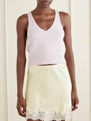 Brandon Maxwell Sleepless V-neck Knit Tank Top