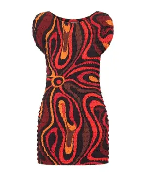 Emilio Pucci Shibori Crinkled-crepe Printed Mini Dress - Orange