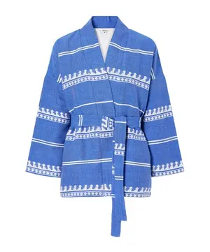 LEMLEM Tie-detailed Cotton-gauze Jacket - Blue