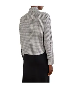 Proenza Schouler Olive Cropped Checked Cotton And Linen-blend Poplin Shirt