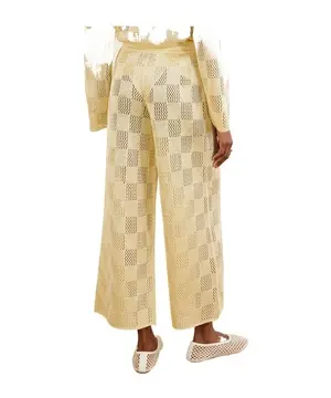 Calle Del Mar Checked Woven Wide-leg Pants - No