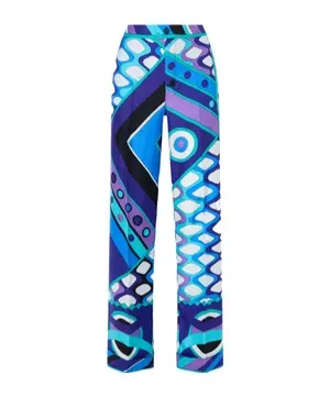 Emilio Pucci Printed Silk-twill Wide-leg Pants - Blue