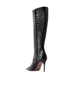 Paris Texas Croc-effect Leather Knee Boots