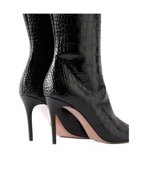 Paris Texas Croc-effect Leather Knee Boots