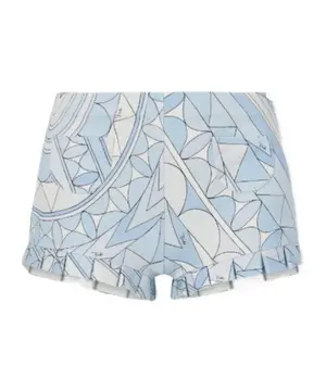 Emilio Pucci Pleated Printed Cotton-jersey Shorts - Blue