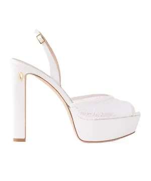 Jennifer Chamandi Satin-trimmed Lace Sandals - No