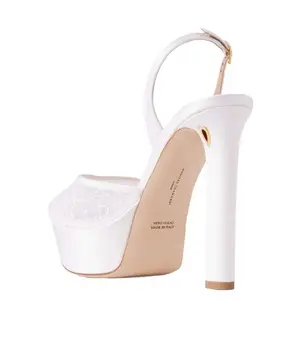 Jennifer Chamandi Satin-trimmed Lace Sandals - No