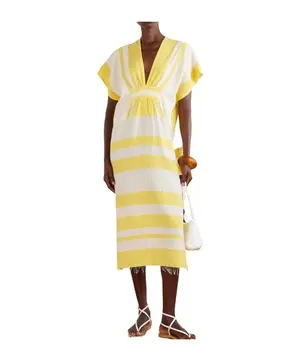 LEMLEM Striped Cotton-blend Maxi Dress
