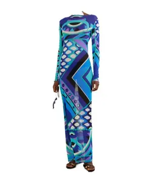 Emilio Pucci Printed Tulle Maxi Dress