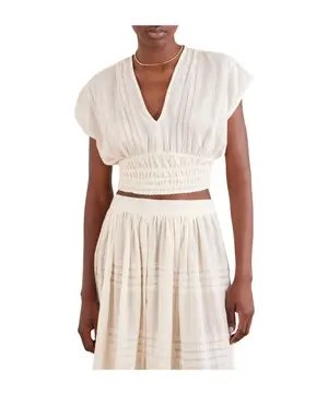 LEMLEM Striped Cropped Cotton Top