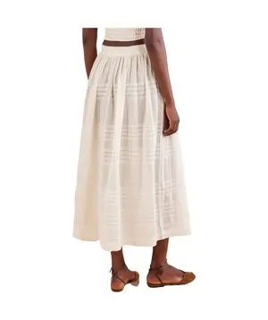 LEMLEM Striped Cotton Midi Skirt