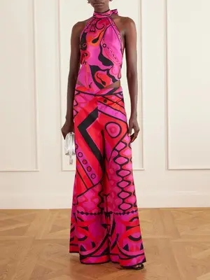 Emilio Pucci Redpink Geometric Wideleg Trousers