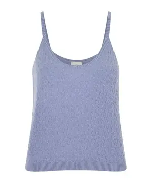 LE KASHA Le Kasha Fregene Pointelle Organic Cashmere Knit Tank