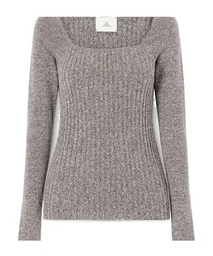 THE ELDER STATESMAN Marl Knitted Cashmere T-shirt - Brown