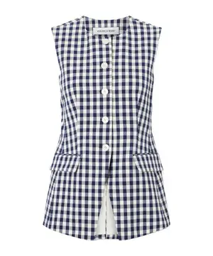 Veronica Beard Lois Gingham-check Sleeveless Blouse