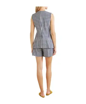 Veronica Beard Lois Gingham-check Sleeveless Blouse