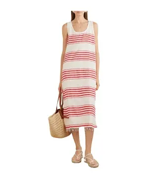 LEMLEM Striped Cotton-blend Gauze Midi Dress