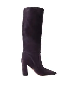 Paris Texas Solid Color Suede Knee Boots - Black