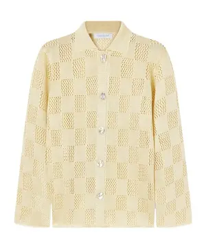 Calle Del Mar Checked Woven Cardigan - Nude