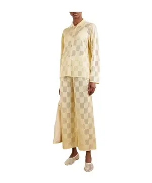 Calle Del Mar Checked Woven Cardigan
