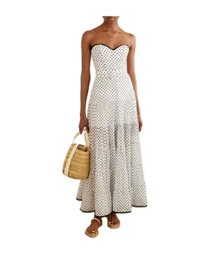 Charo Ruiz Ibiza Belted Tiered Polka-dot Cotton-blend Voile Maxi Dress
