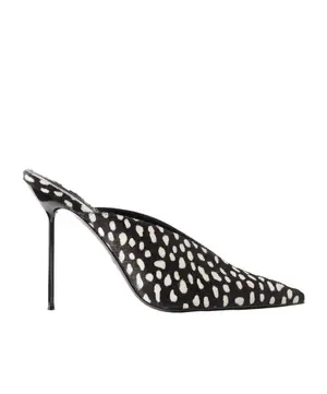 Paris Texas Printed Calf Hair Mules - Black
