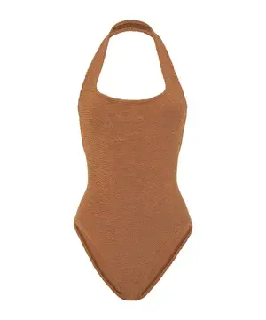 Hunza G Sandy Crinkle Halterneck Swimsuit - No