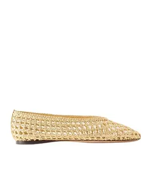 LOEFFLER RANDALL Emery Woven Leather Ballet Flats - Metallic