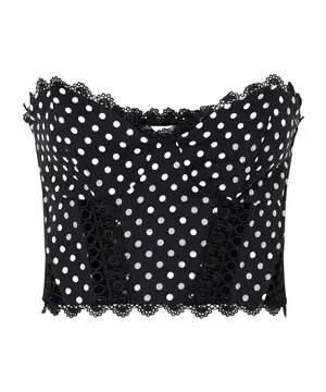 Charo Ruiz Ibiza Cropped Embroidered Polka-dot Cotton-blend Top - No