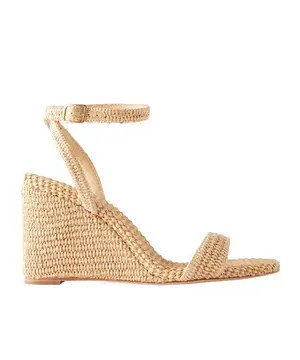 LOEFFLER RANDALL Raffia Wedge Sandals - No