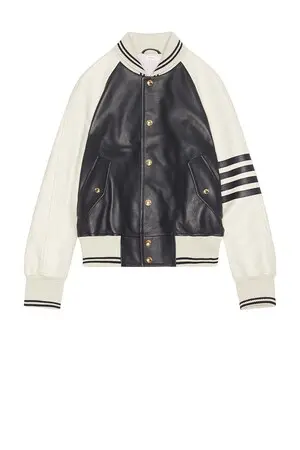 Thom Browne Oversized Raglan Sleeve Leather Jacket