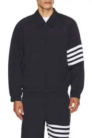 Thom Browne Zip Front Raglan Coach Jacket - Navy