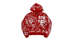 Mixed Emotion Graffiti Hoodie - Red