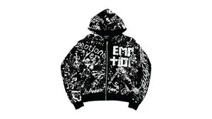 Mixed Emotion Graffiti Hoodie - Black