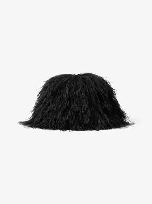 Michael Kors Hand-embroidered Ostritch Plume Bucket Hat In By - Black